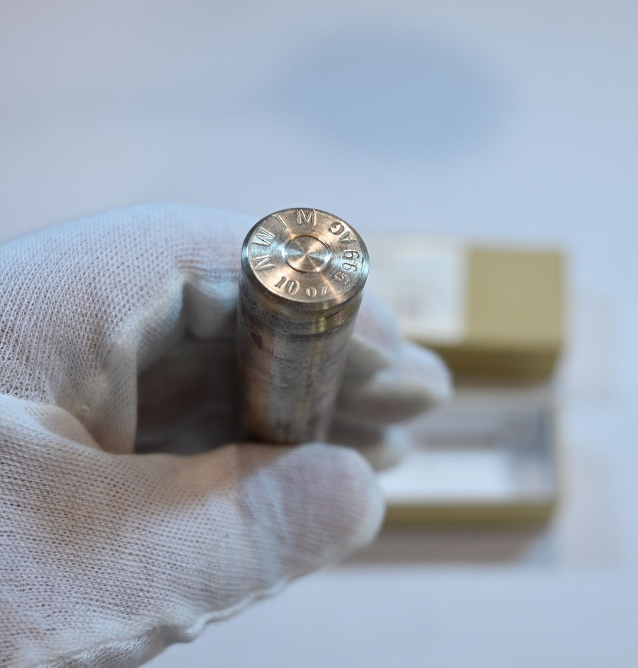 10 Ounce 999 FINE SILVER 50 Cal BMG BULLET ROUND ART BAR - free ...