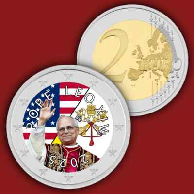 POPE LEO XIV 2025 VATICAN 2 Euro Coloured UNC Color Coin | eBay