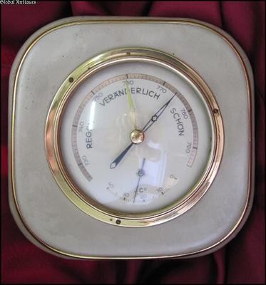 19C. ANTIQUE GERMAN BAROMETER HYGROMETER MARKED | eBay