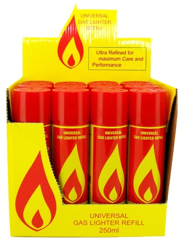 6 x Butane Universal Gas Refill Jet Blow torch Lighter Fuel BBQ 250ML ...