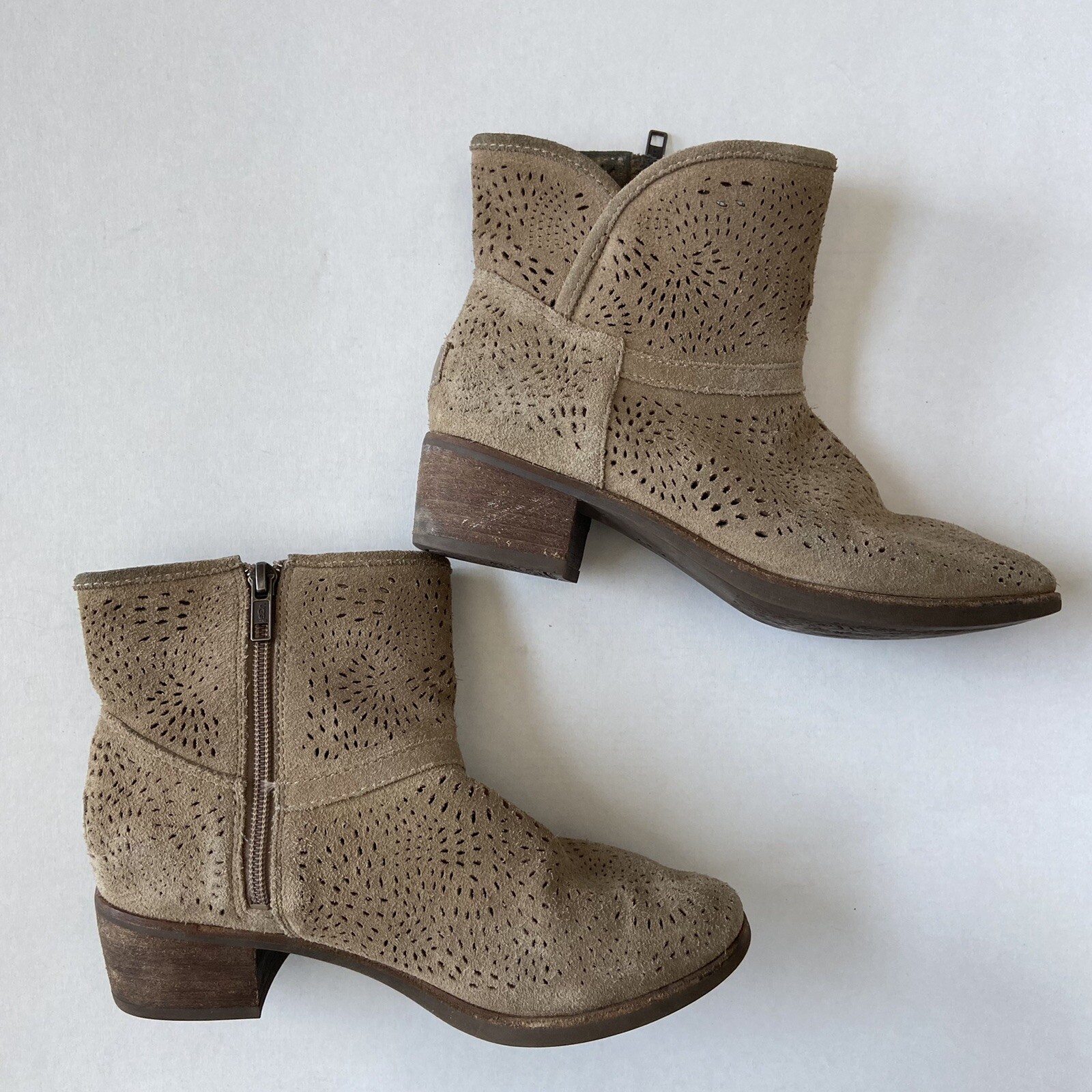 UGG Darling Seaweed Perforated Suede Ankle Boots - Gem