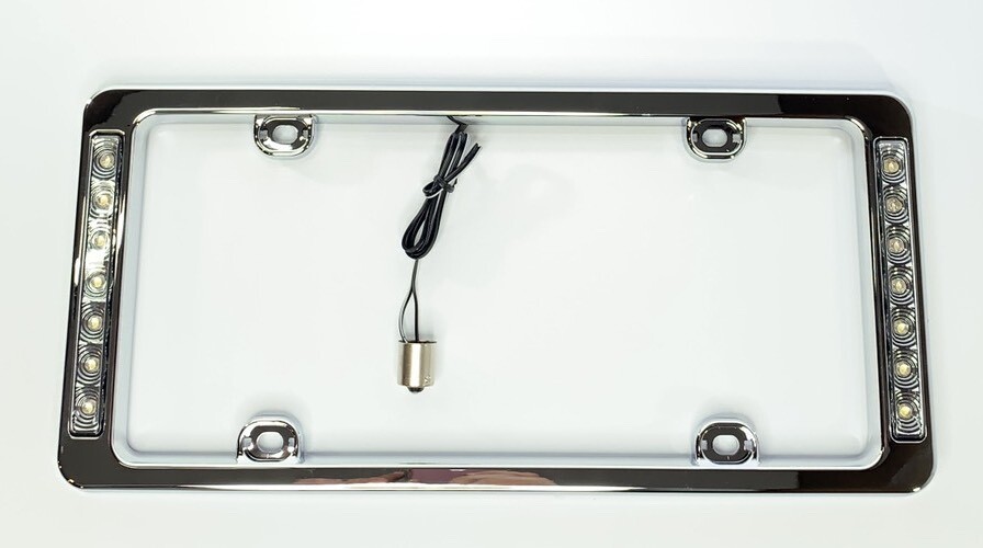 White LED Chrome License Plate Frame Reverse/Backup Light Function ...