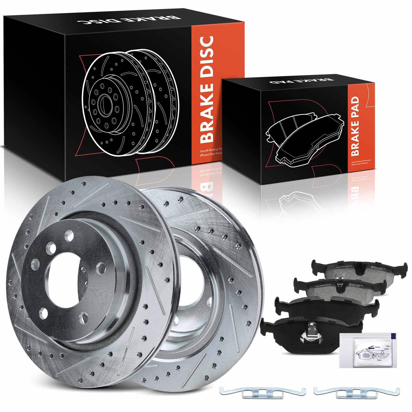 6Pcs Drilled Brake Rotor & Ceramic Brake Pad for BMW 325Ci 325i 328Ci ...