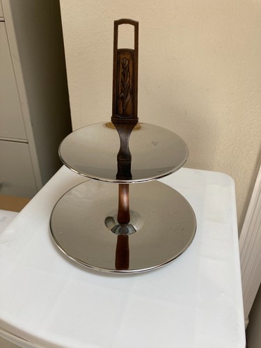 KROMEX 2-Tier Serving Dish, Chrome Trays, MCM Appetizers | eBay