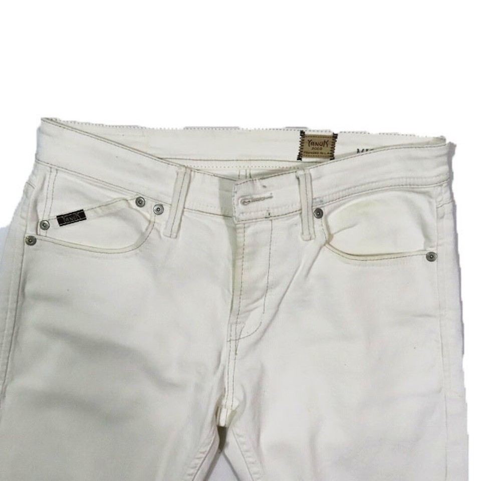 Yanouk YANUK White Denim Jeans Zip Fly Straight Pants Bottoms 30 Mens ...