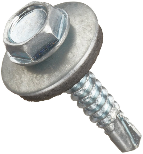 Steel Self-Drilling Screw, Zinc Plated Finish, Hex Washer Head ...