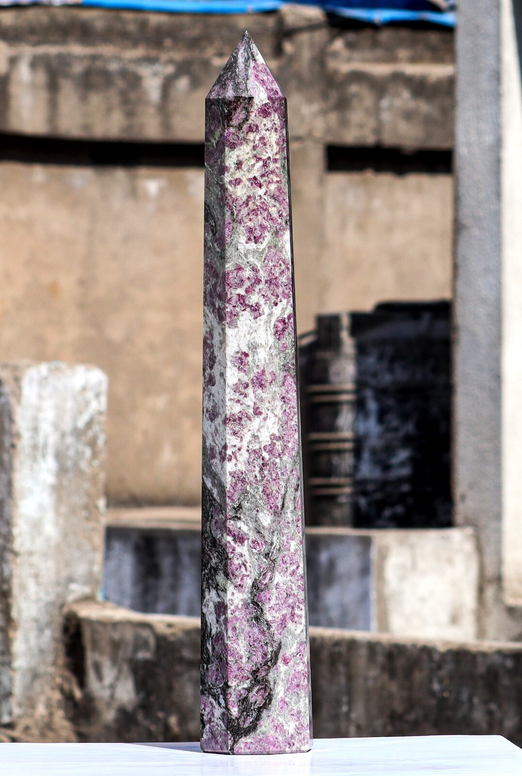 520MM Ruby In Matrix Crystal Obelisk Natural Stone Gift Healing 8 ...