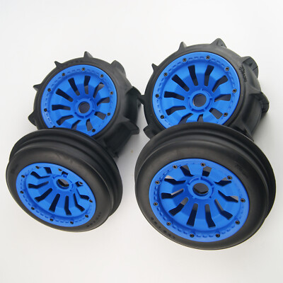 Baja 5B Front Rear Sand Digger Tires Wheels Kit fits HPI Rovan KM Buggy ...
