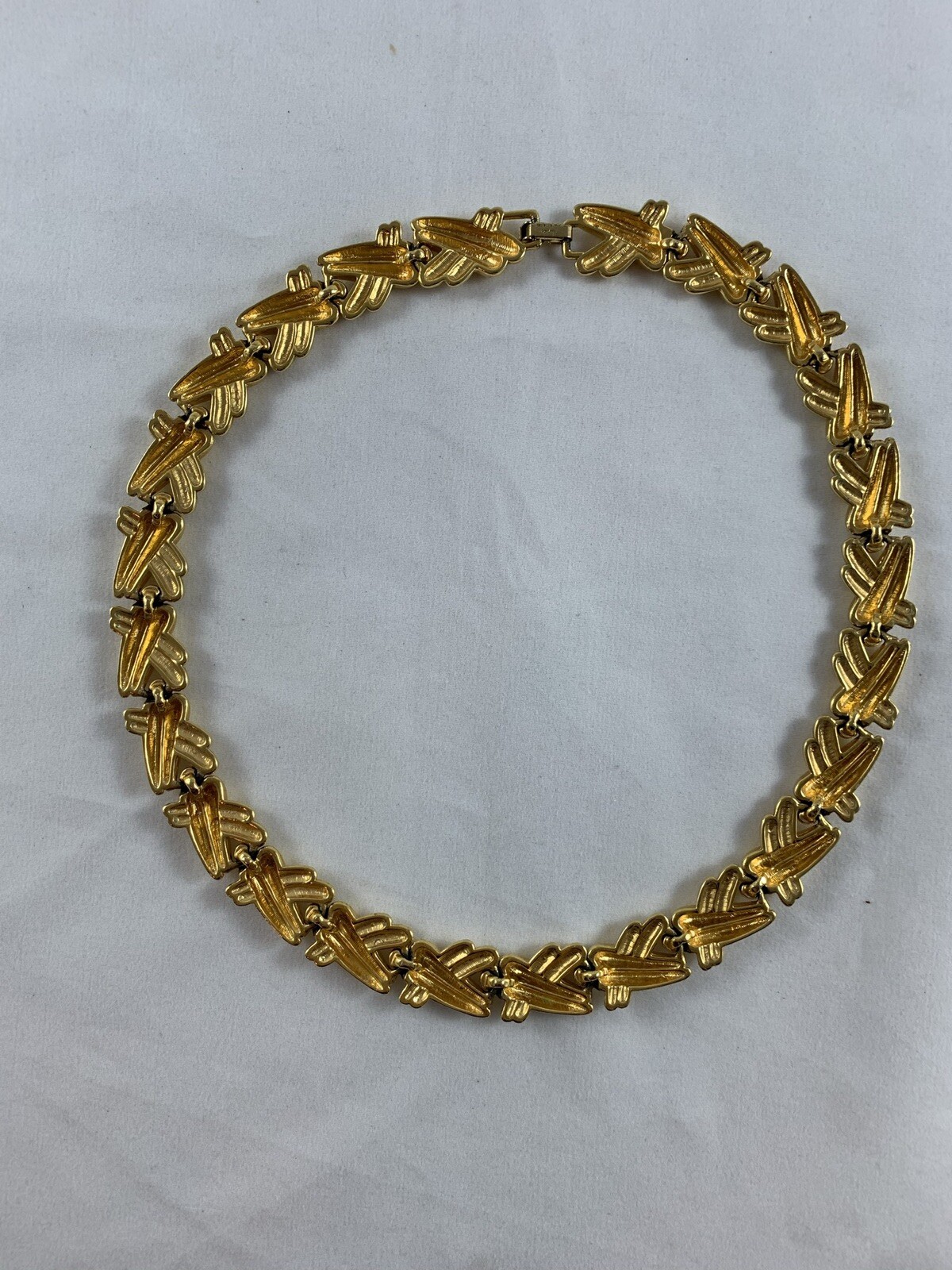 Vintage Signed Napier Gold Tone X Chain Necklace 18” … - Gem