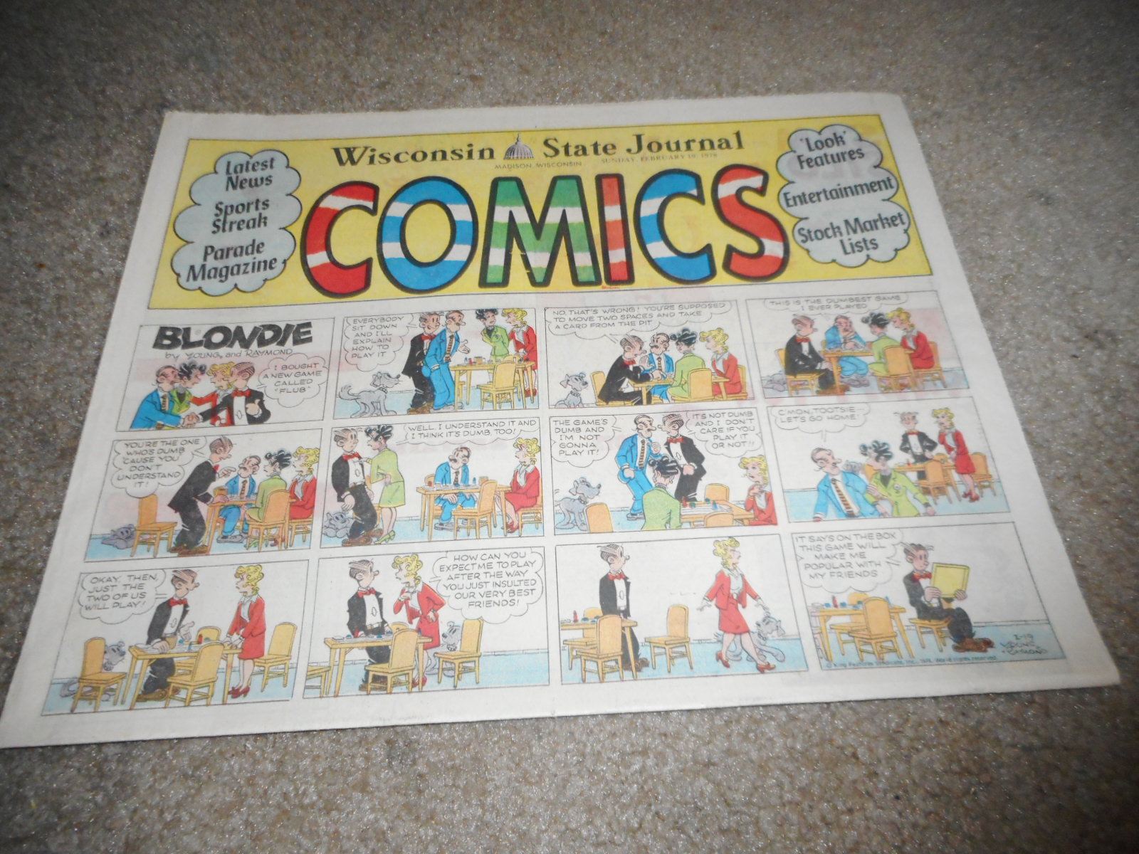 FEB 19 1978 Wisconsin Newspaper Sunday Comic Section | eBay