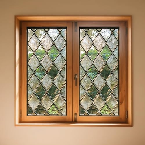 Privacy Window Film Stained Glass Window Cling Diamond Green Diamond ...