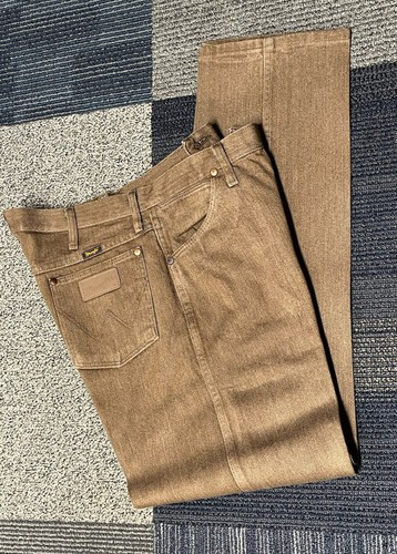 Vintage WRANGLER 13MWZBW 36" x 32" Mens Starched JEANS Brown Wash ...
