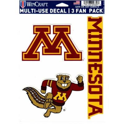3.5" minnesota golden gophers ncaa college logo 3 fan pack auto sticker ...