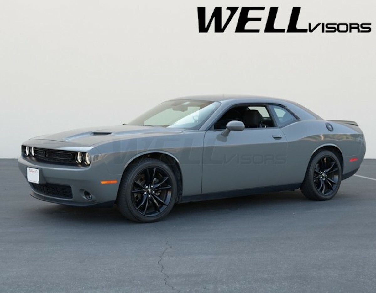 Fit 08-22 Dodge Challenger Smoke Tape On Side Window Visors Rain Guard ...