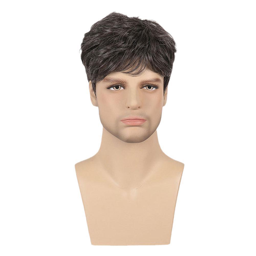 Brown Gary Short Hairstyles Men's Natural Straight Hair N EW Wig M4Z2 ...