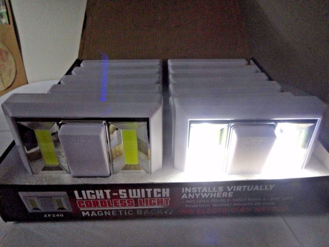 4 PK COB LED Wall Lighted Switch Wireless Night Light Battery Included ...