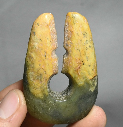 6CM Rare Old China Hongshan Culture Hetian Jade Carve Weapon Amulet ...