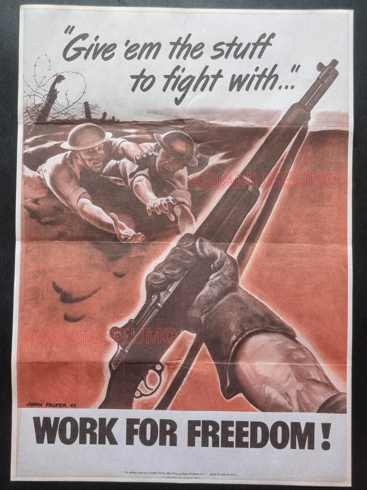 1943 WW2 USA AMERICA GIVE THEM THE STUFF GUN RIFLE FREEDOM PROPAGANDA ...