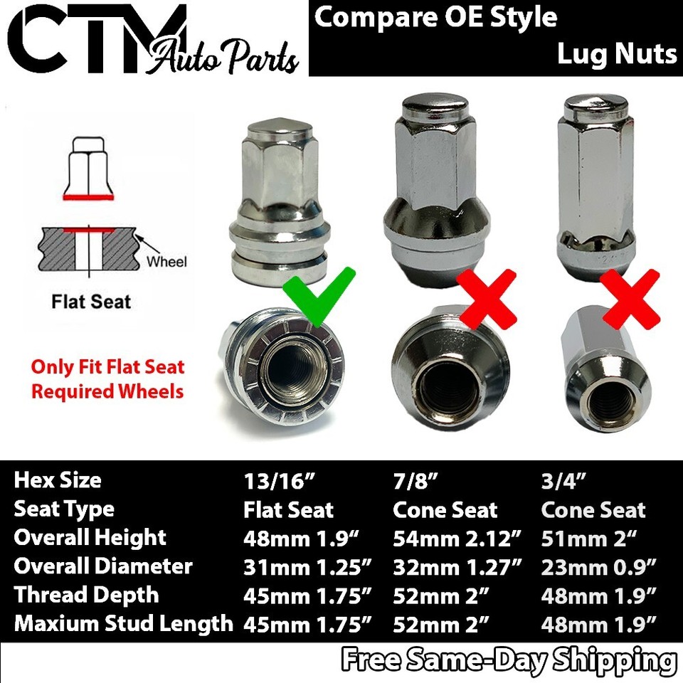 32x Ford OEM Factory Black 14x1.5 Flat Seat Lug Nut Fit F250 F350 Super ...
