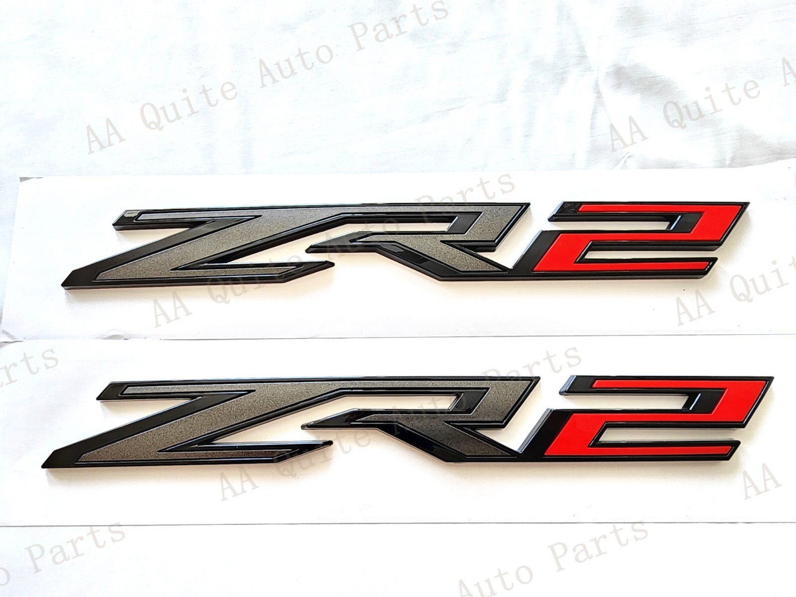 2PCS Gloss Black Red Fender ZR2 Emblem Badge Fit 2022-2024 Chevy ...
