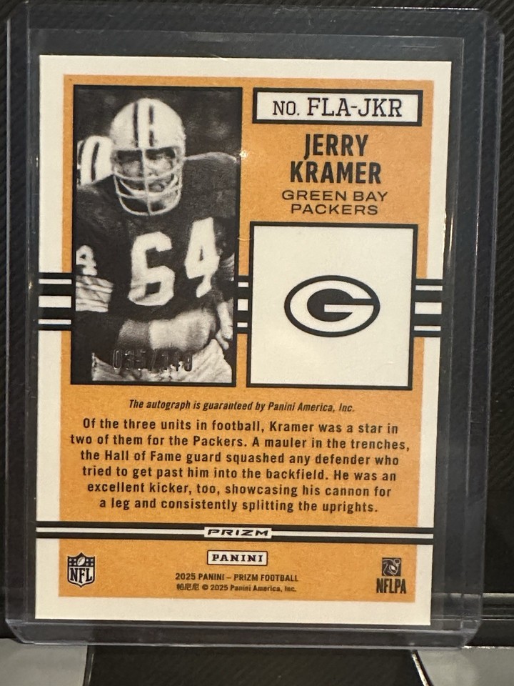 2025 Panini Prizm Jerry Kramer Flashback Auto Silver /149 Packers ...