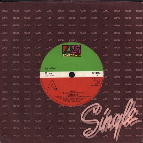 Simon Said Smile 7" vinyl UK Atlantic 1975 solid label design in ...