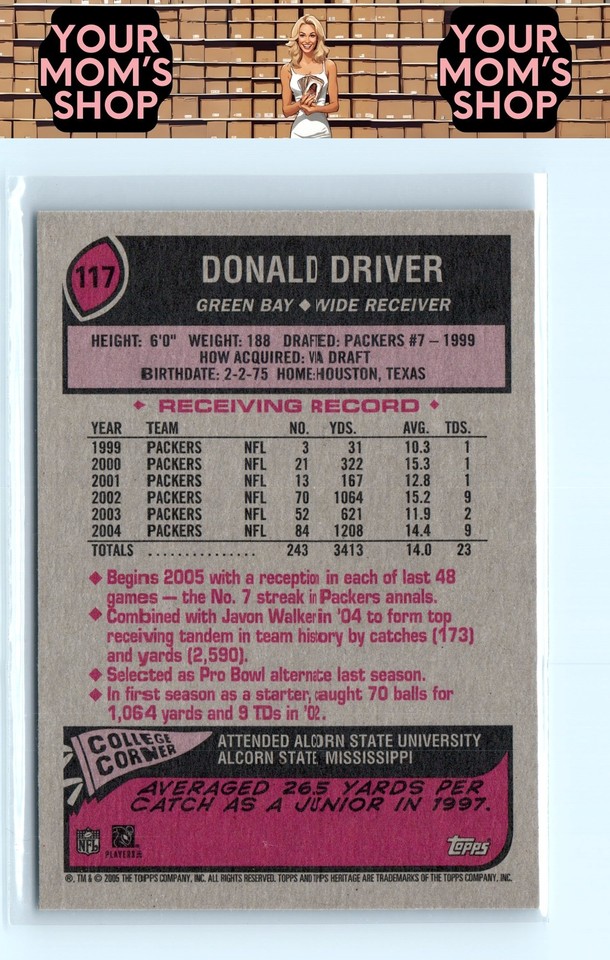 2005 Topps Heritage #117 Donald Driver | eBay