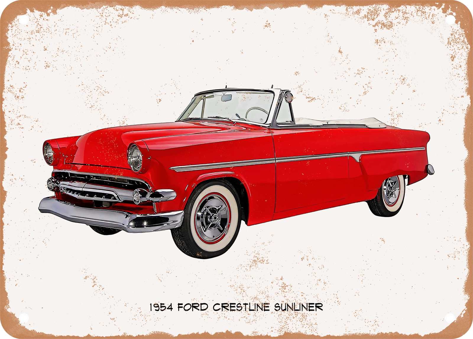 Classic Car Art - 1954 Ford Crestline Sunliner Oil Painting - Rusty ...