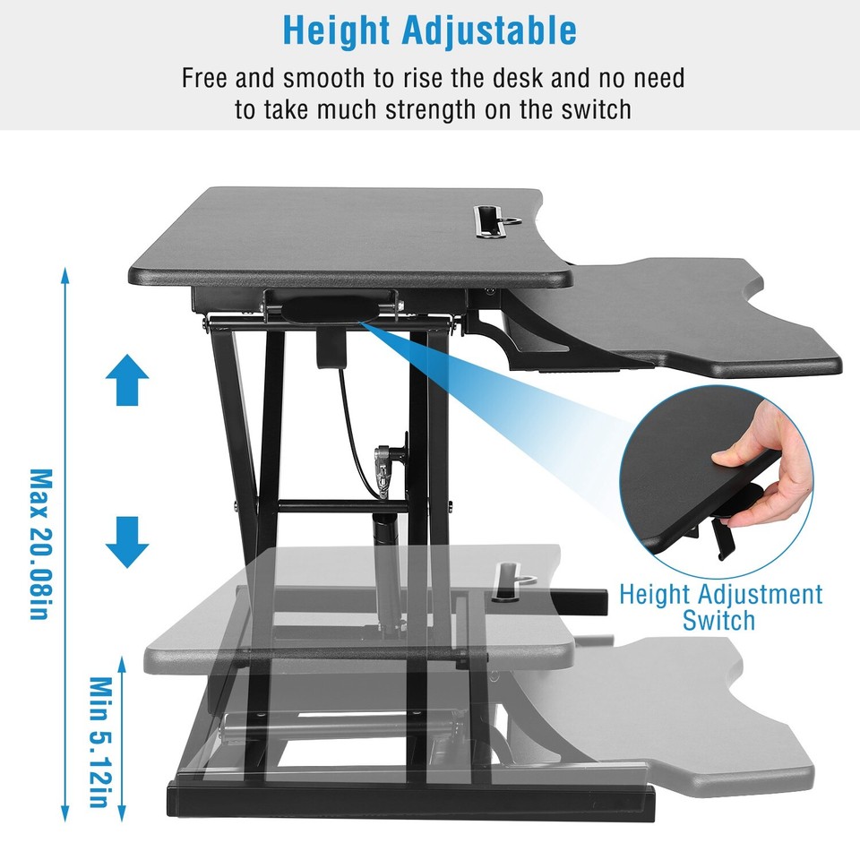 Ergonomic Standing Desk Monitor Riser Tabletop Sit to Stand Workstation ...