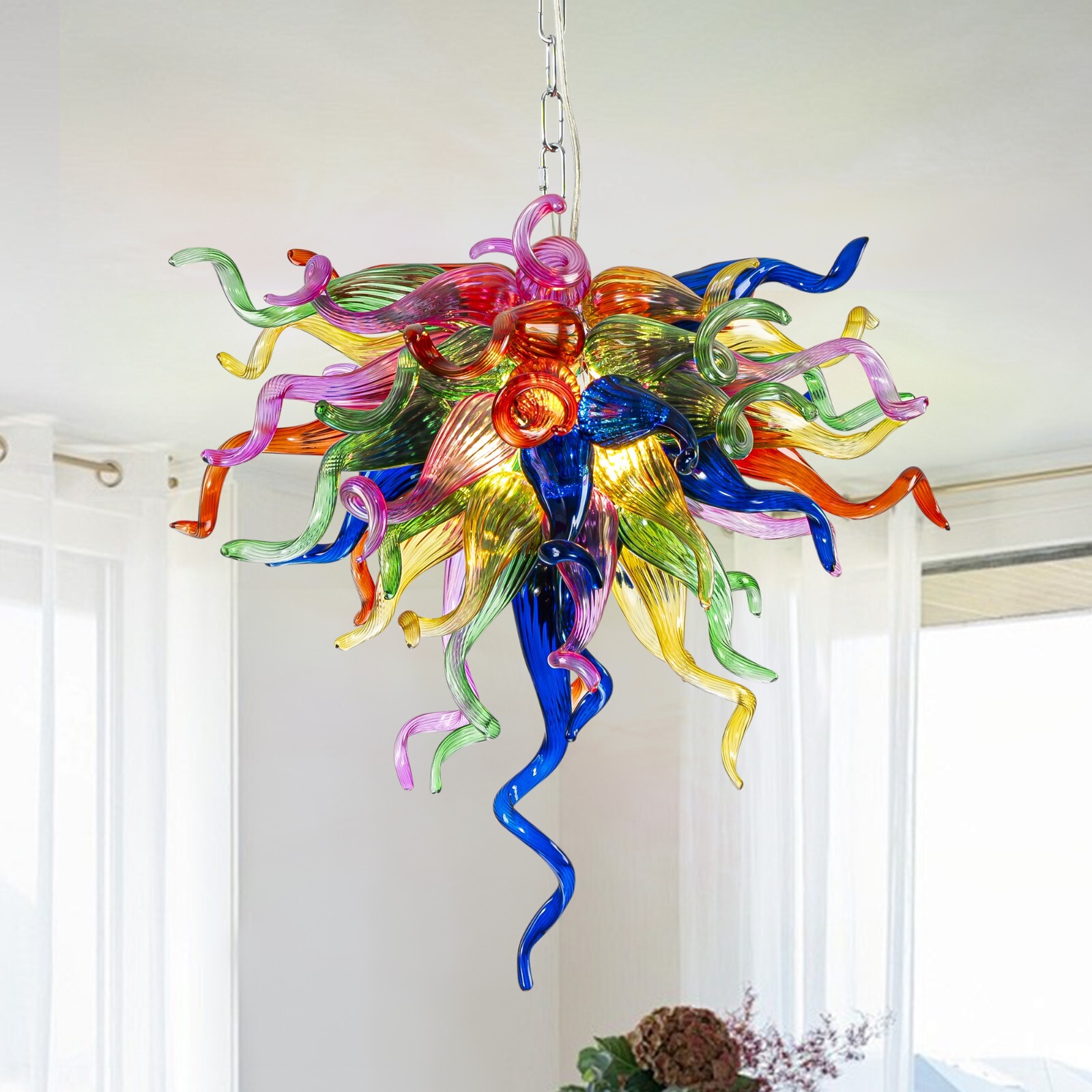 Multicolor Blown Glass Chandelier Art Deco Home Light Ceiling Light ...