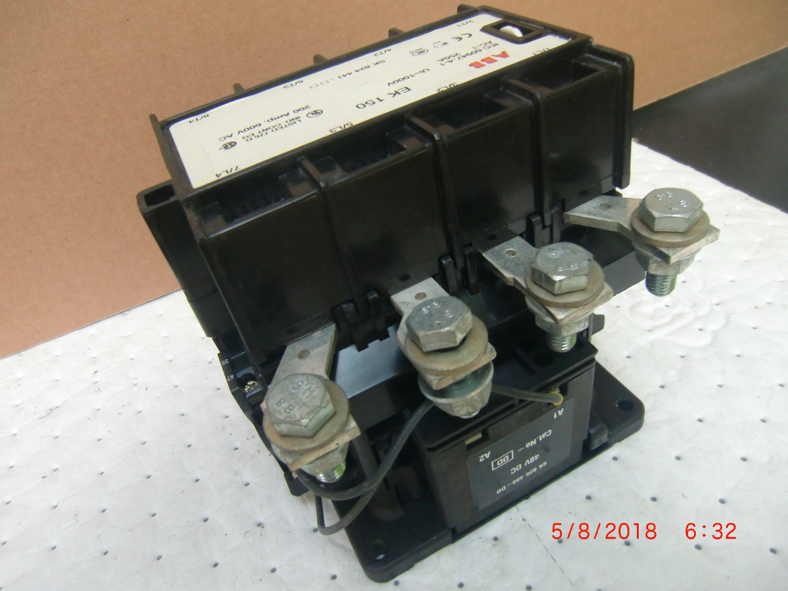 ABB CONTACTOR 4-POLE P/N EK150 IEC/EN60947-4-1 SK824-444. 200A 600V ...