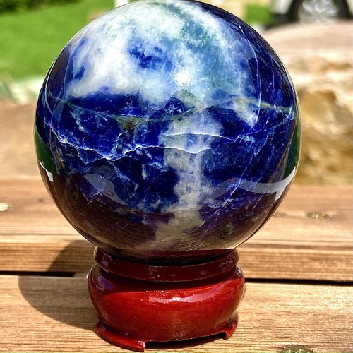 340G Natural Blue striped stone Sphere Crystal Quartz Ball Spiritual ...