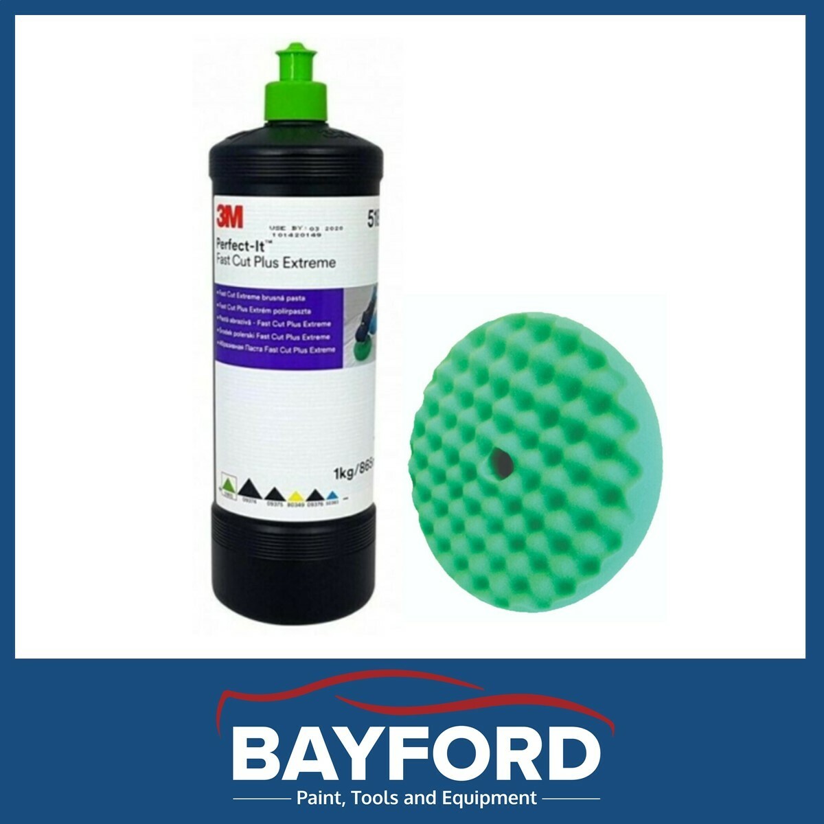 3M FAST CUT PLUS EXTREME 3M-51815 & 3M GREEN WAFFLE PAD 150MM 3M-50962 ...