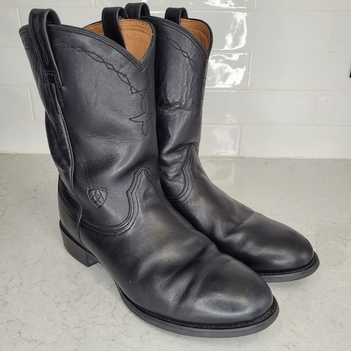 ARIAT HERITAGE BLACK LEATHER ROPER COWBOY BOOTS #35501 Men's - Sz 10.5 ...