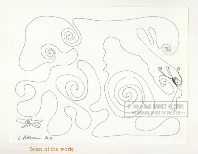 2013 Black on White No 3 by C Peterson * Ink Drawing * Abstract Octopus ...