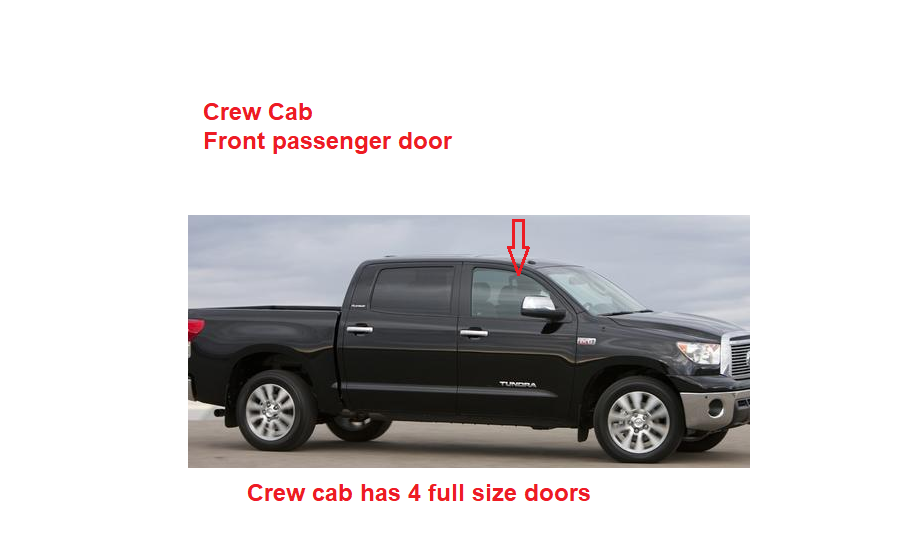 Fits 2007-2016 Toyota Tundra 4DR Crew/Ext Cab Passenger Side Front Door ...
