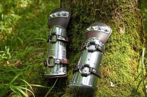 Medieval Steel & Leather Bracer Viking Battle Gauntlet Gloves Retro ...