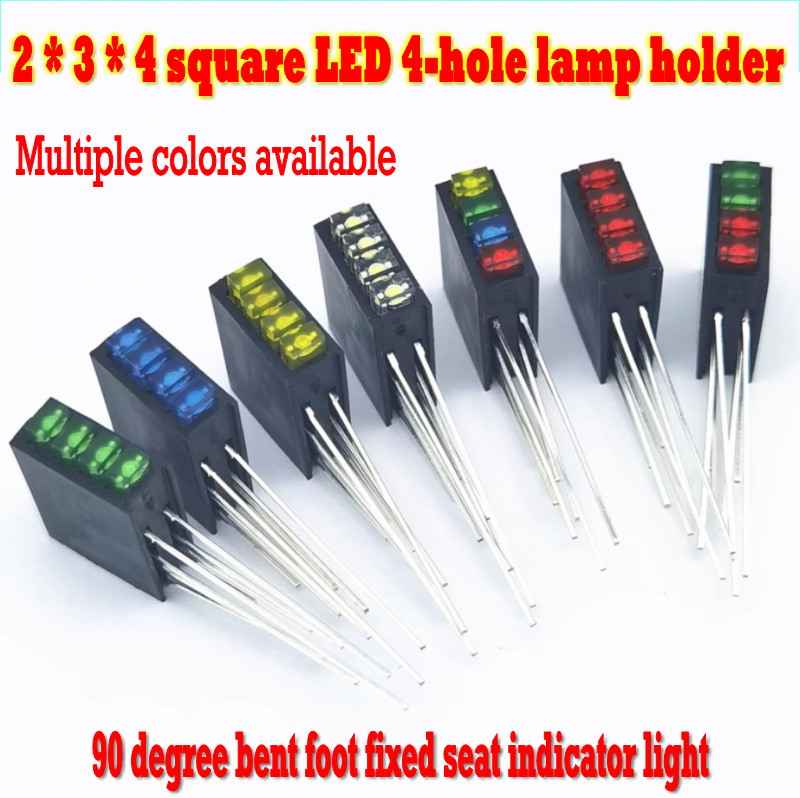 10pcs 2x3x4 square LED four hole lamp holder with 4 light beads 90 ...