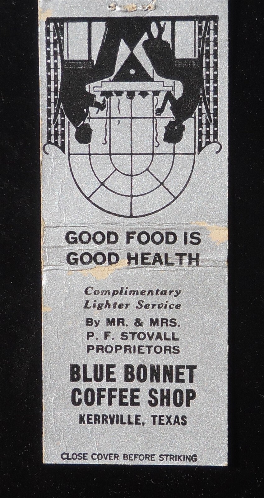 1940s Blue Bonnet Coffee Shop Lighter Service P. F. Stovall Kerrville ...