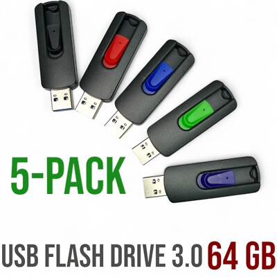 USB Flash Drive 3.0 64GB 5-Pack | eBay