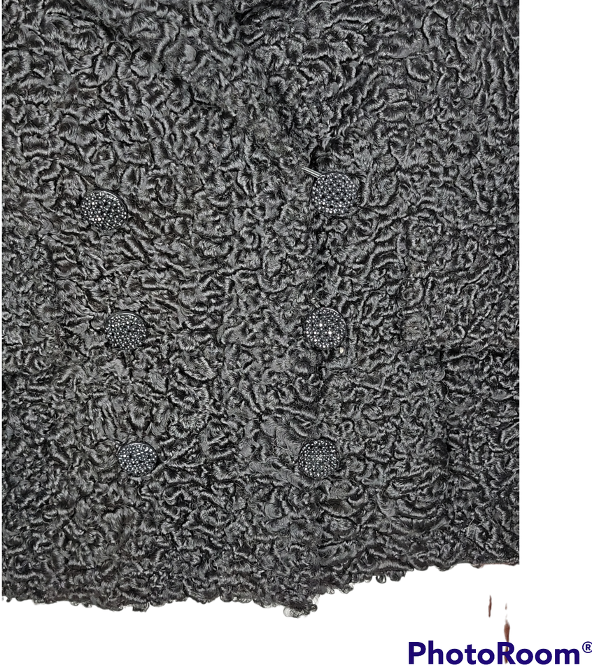 Black Vintage Beautiful Persian Karakul Lamb Fur Coat Turquoise Lining ...