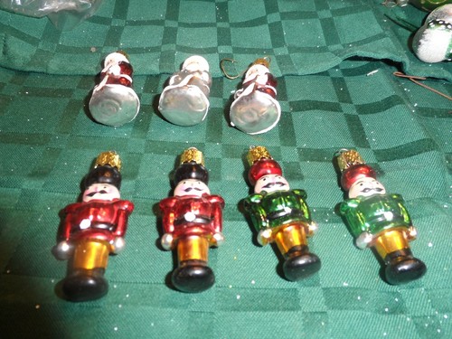 Lot of 7 tiny 2" shatterproof glass ornaments - 4 soldiers, 3 Santas | eBay