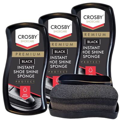 3pk Instant Shoe Shine Sponge Black | Leather Boot Polish Express Care ...