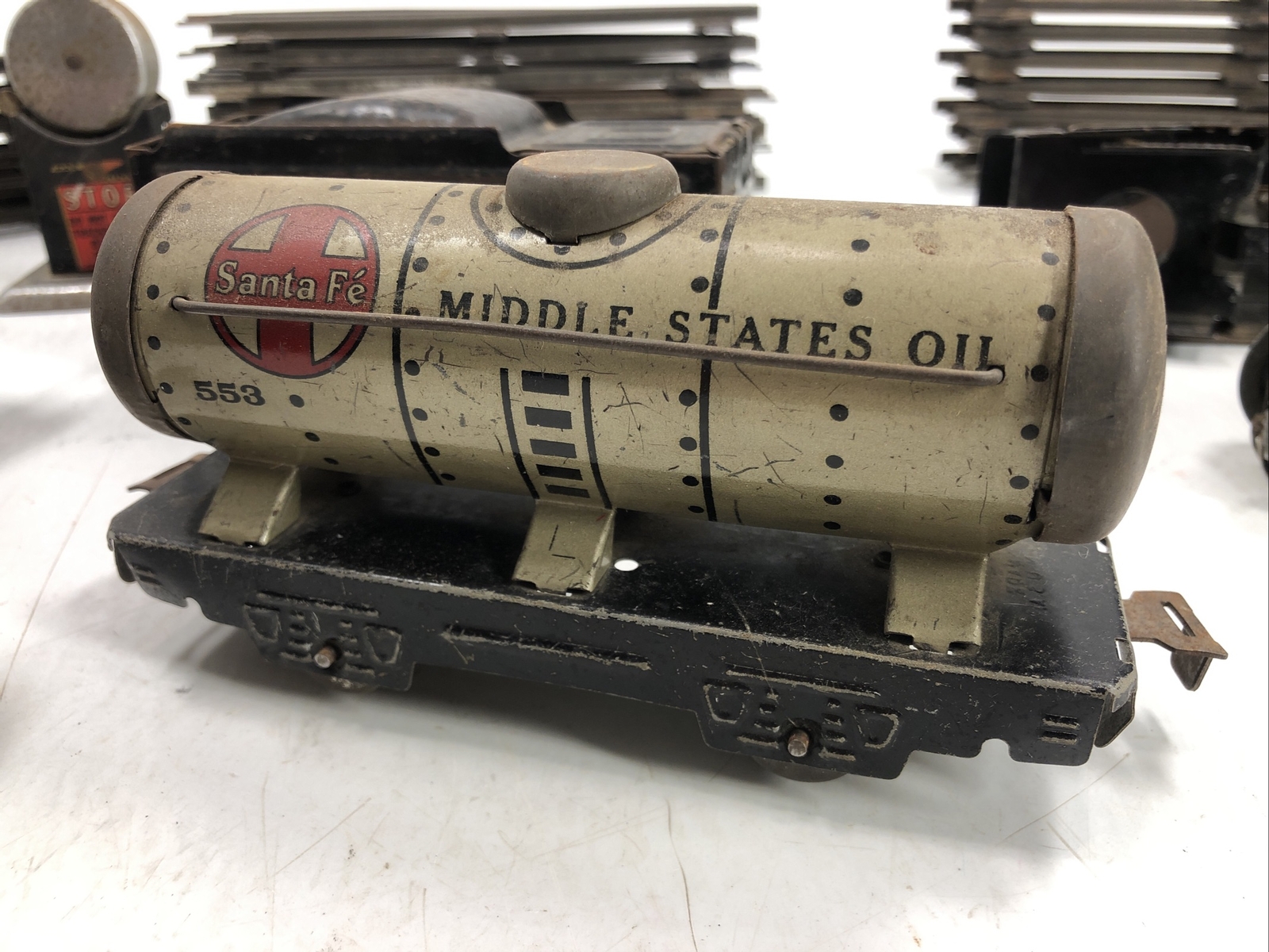 Marx 494 Prewar Locomotive Freight Car Train Set 556 Caboose 553 Tanker ...