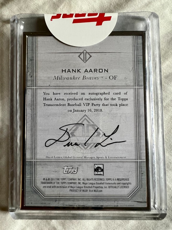 2017 Topps Transcendent Hank Aaron Autograph Braves Uncirculated Sealed ...