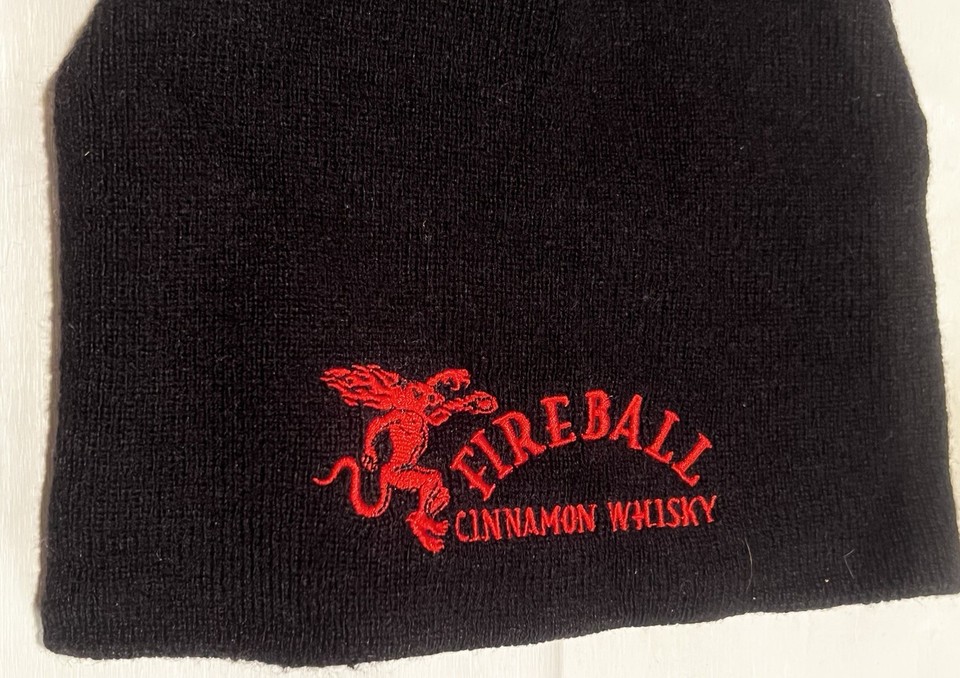Fireball Cinnamon Whisky Black Knit Beanie Skull Hat | eBay