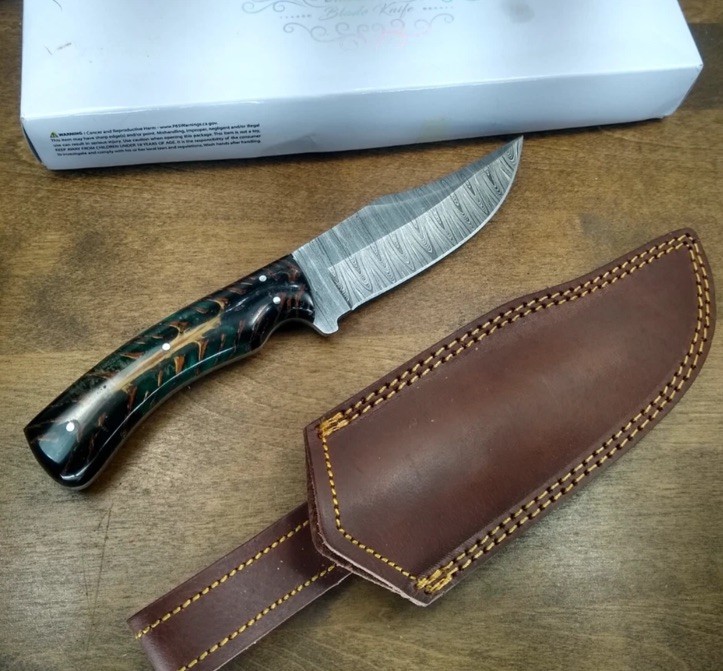 New Stauer Mighty Conifer Knife with Damascus Blade & Pinecone Handle w ...