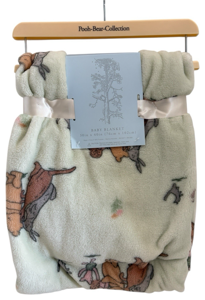 Classic Winnie The Pooh & Friends Mint Green Super Soft Baby Blanket ...