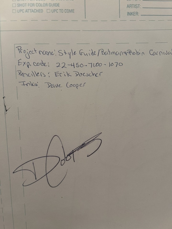 Batman and Robin carnival capers Style guide original art Erik Doescher ...