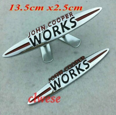 John Cooper Works Front Grille + Rear Boot Badge Emblem Metal Sticker ...